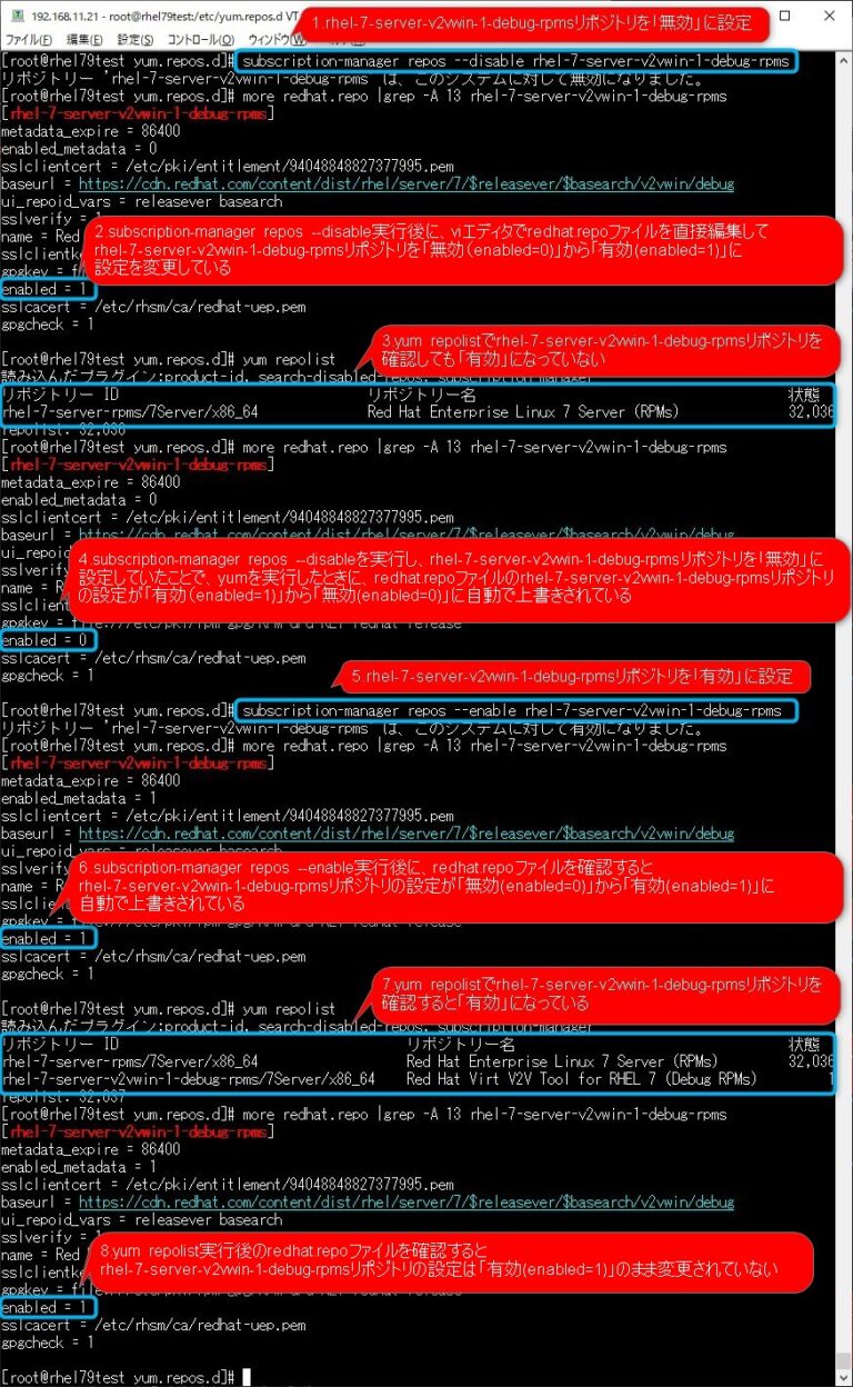 自動作成する「redhat.repo」ファイルの「enabled=」編集が元に戻る問題を解決 | ほそぼそ話